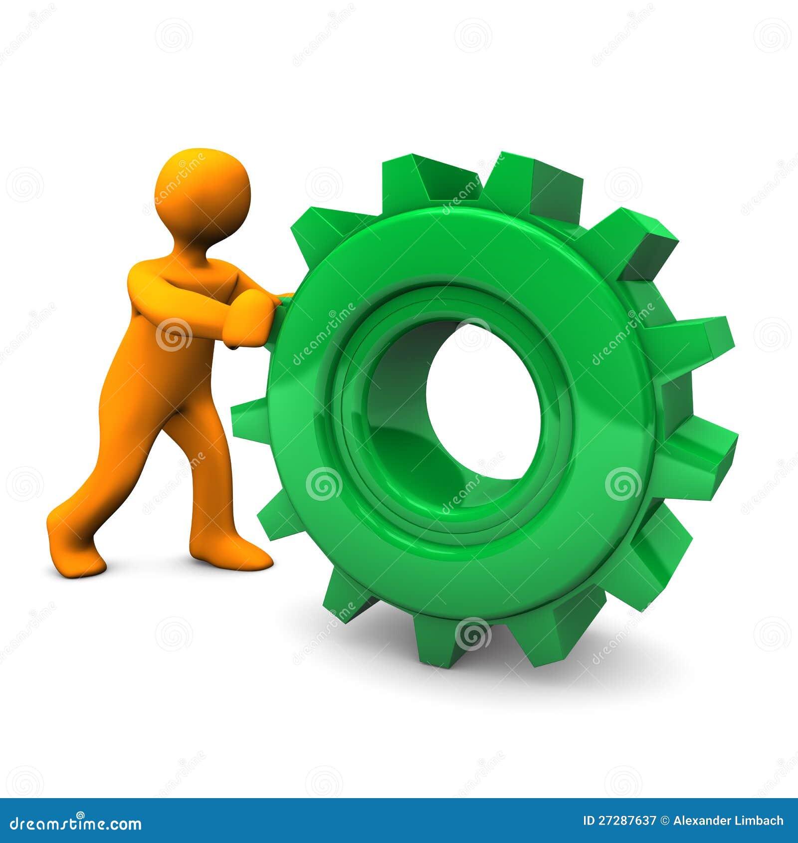Figure pushing gear cog stock illustration. Illustration of concept ...