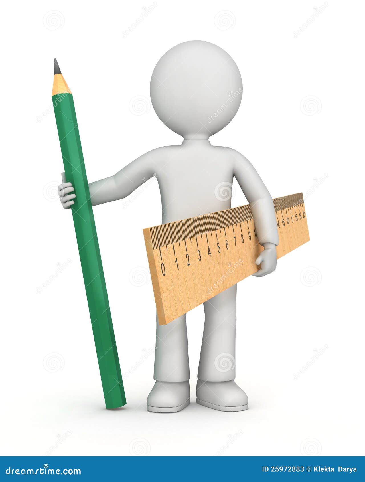 Figure with Ruler and Pencil Stock Illustration - Illustration of ...