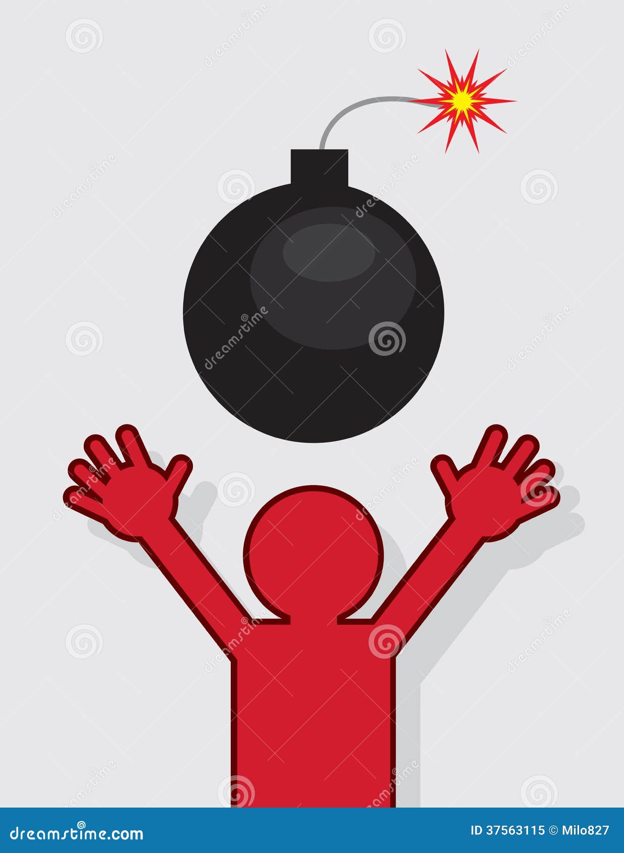 Figure Running from Bomb stock vector. Illustration of hands - 37563115
