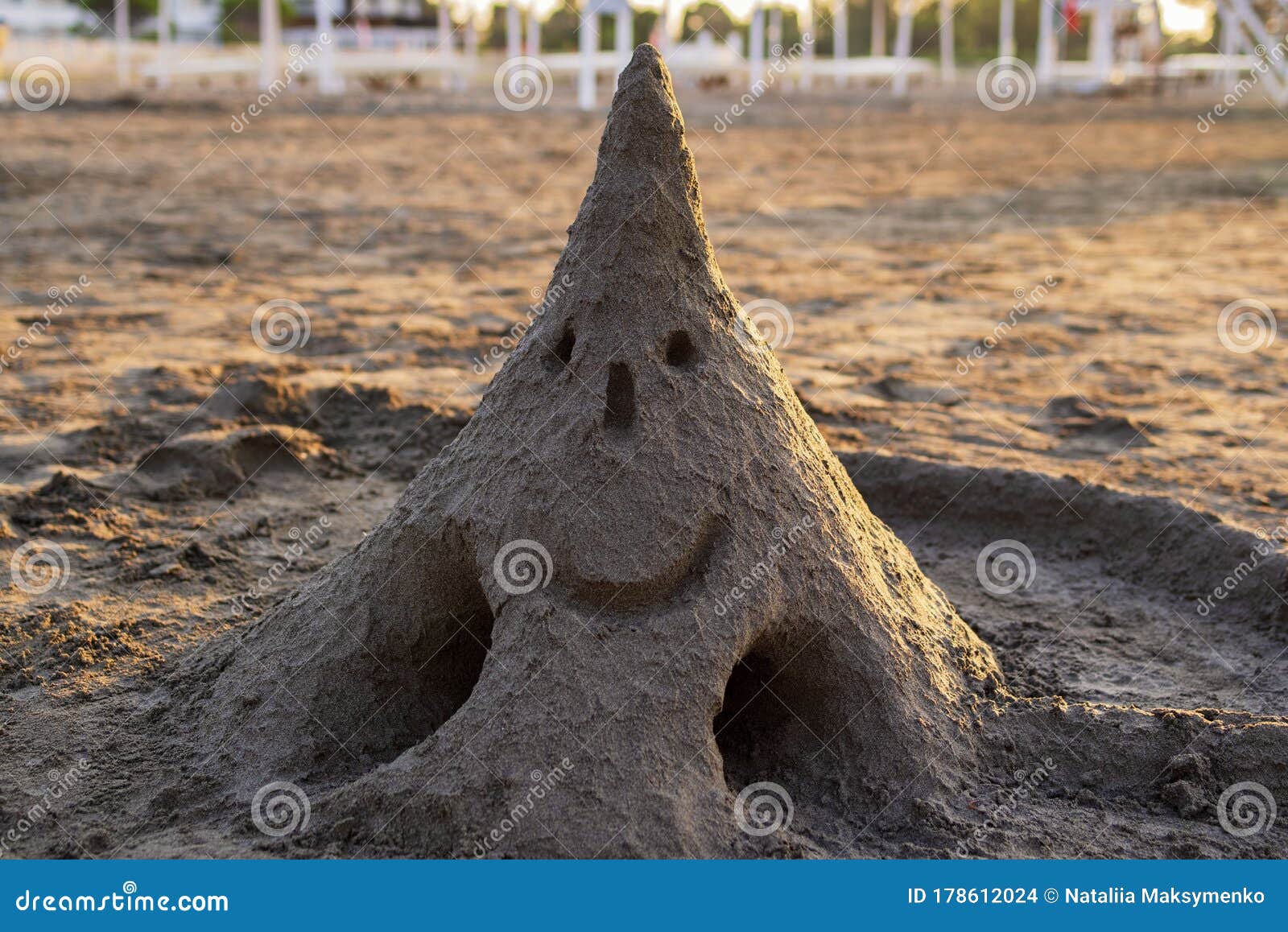 Figure of Sand Made by Children on the Beach.Sand Figure on the Beach ...