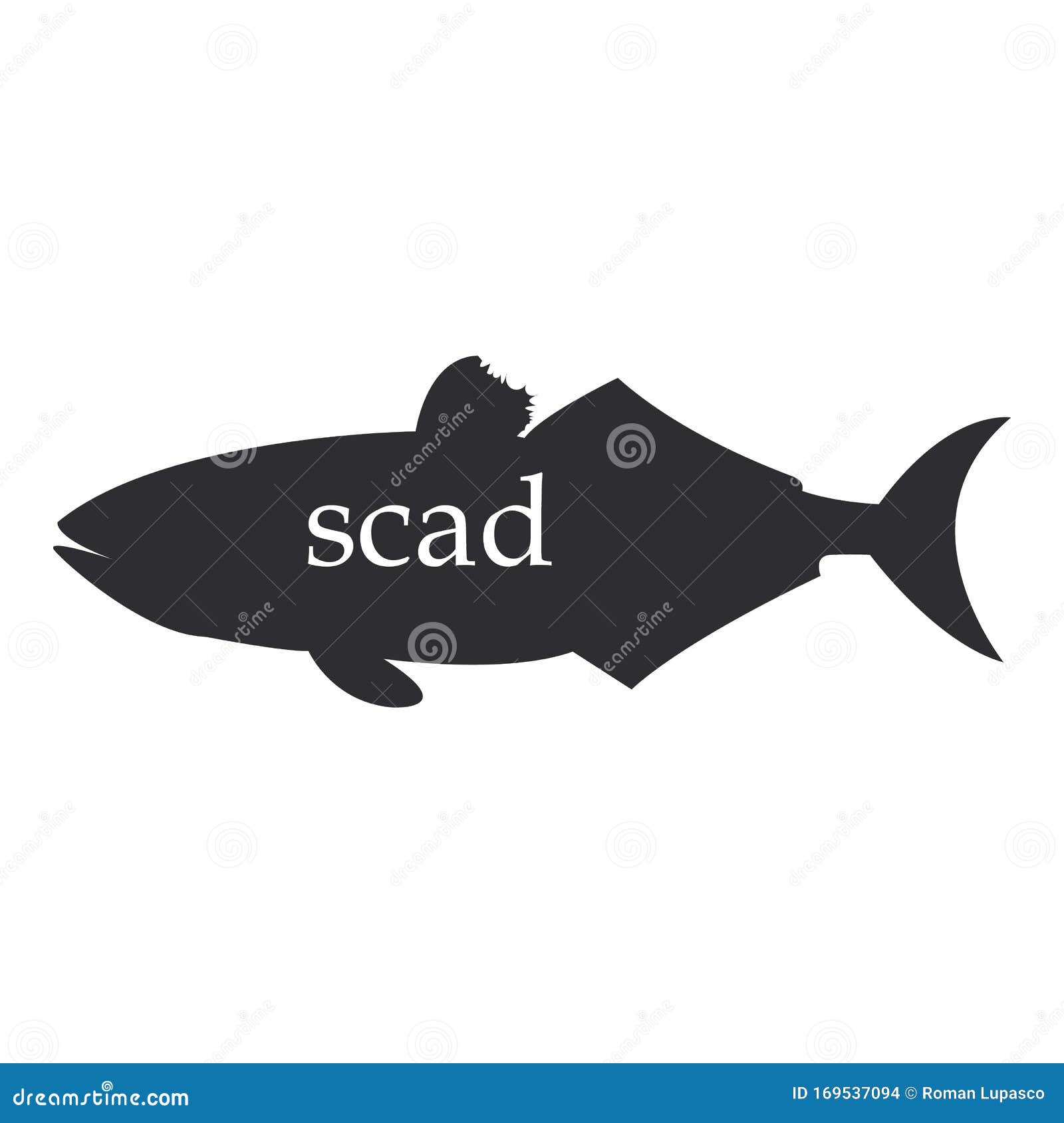The Figure Shows a Scad Fish Black Silhouette Stock Vector ...