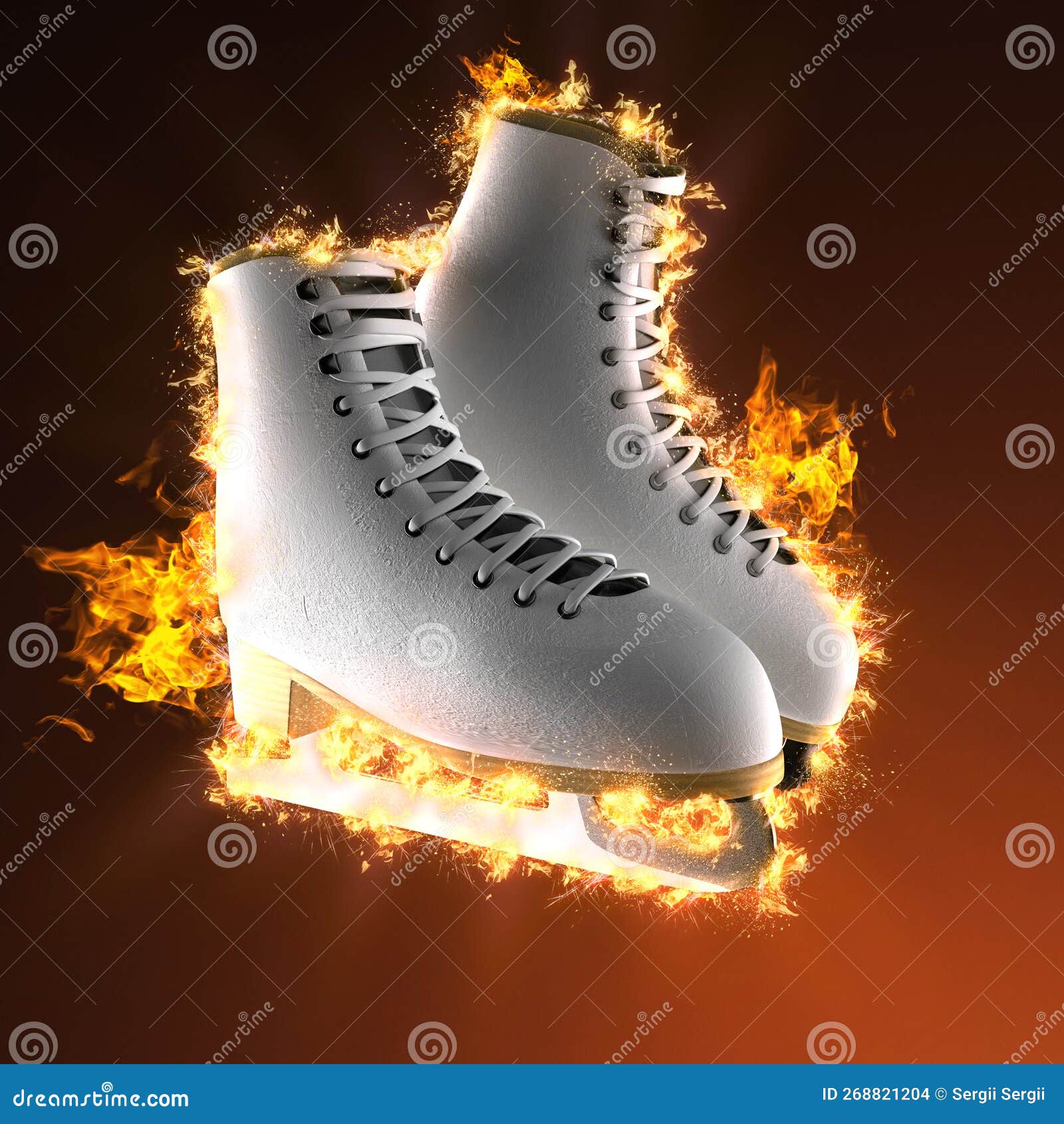 Figure skates in fire stock illustration. Illustration of campfire ...