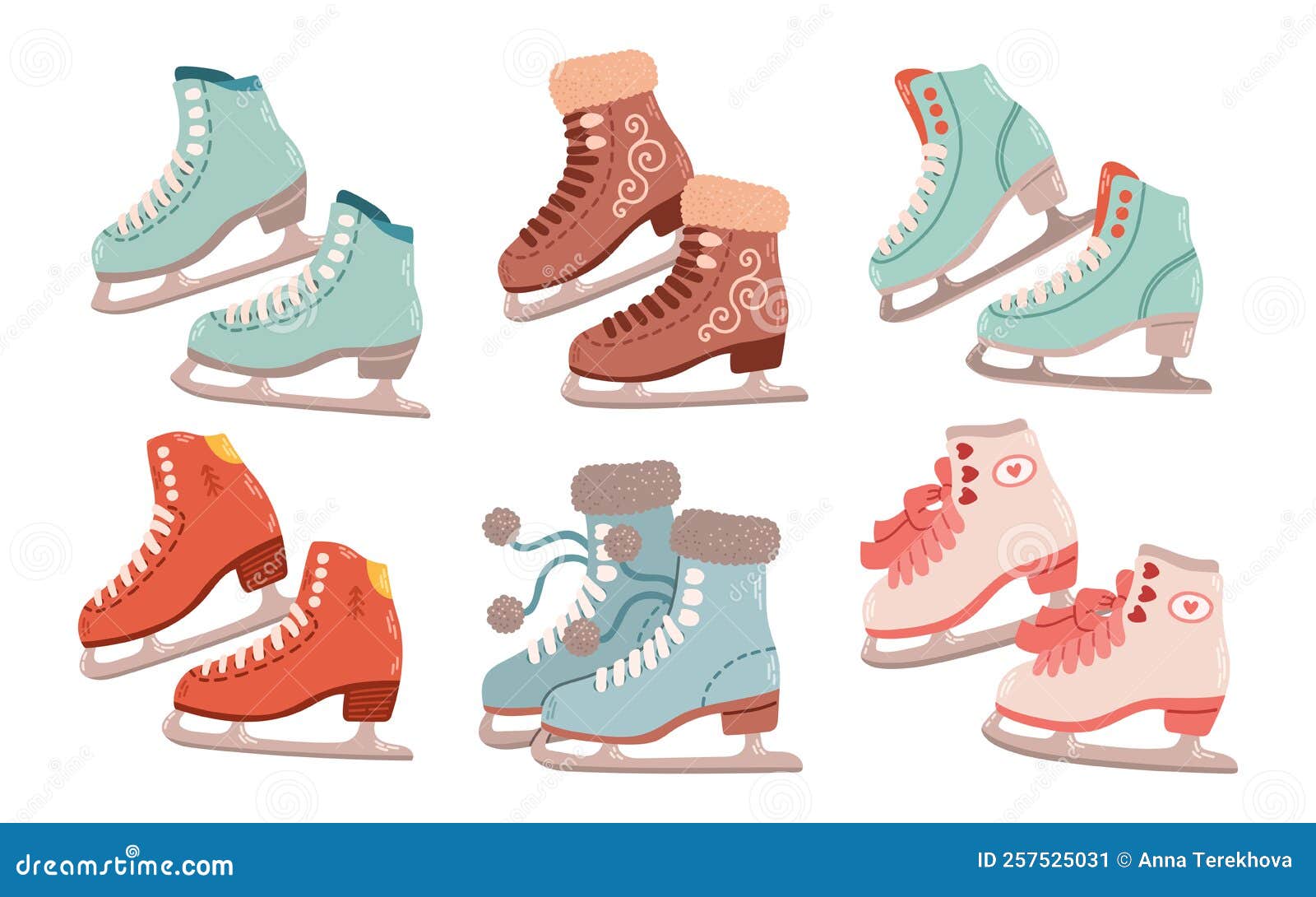 Figure Skating Skates Set Flat Design Vector Stock Vector ...