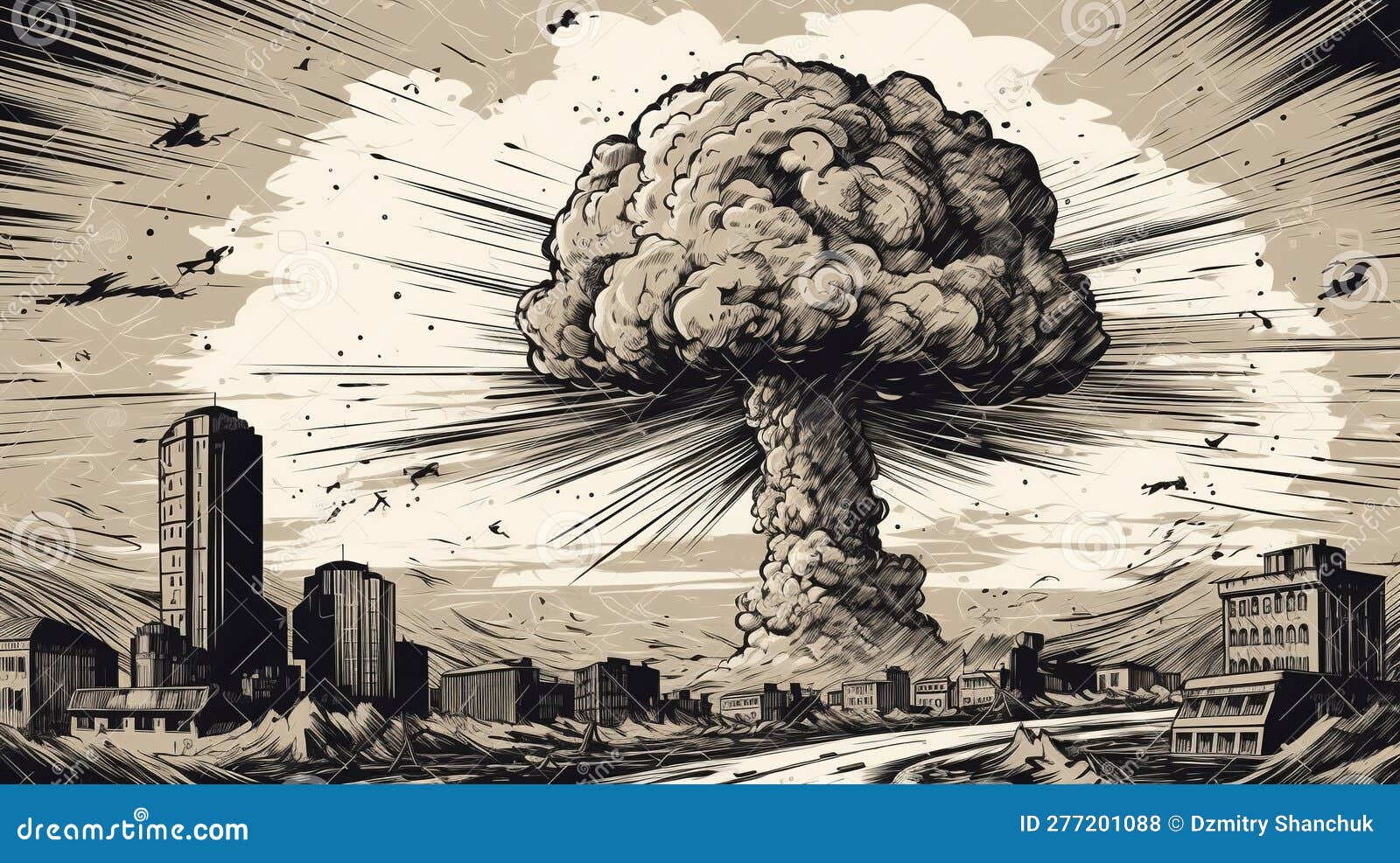 Figure Sketch Atomic Explosion Generative AI Stock Illustration ...