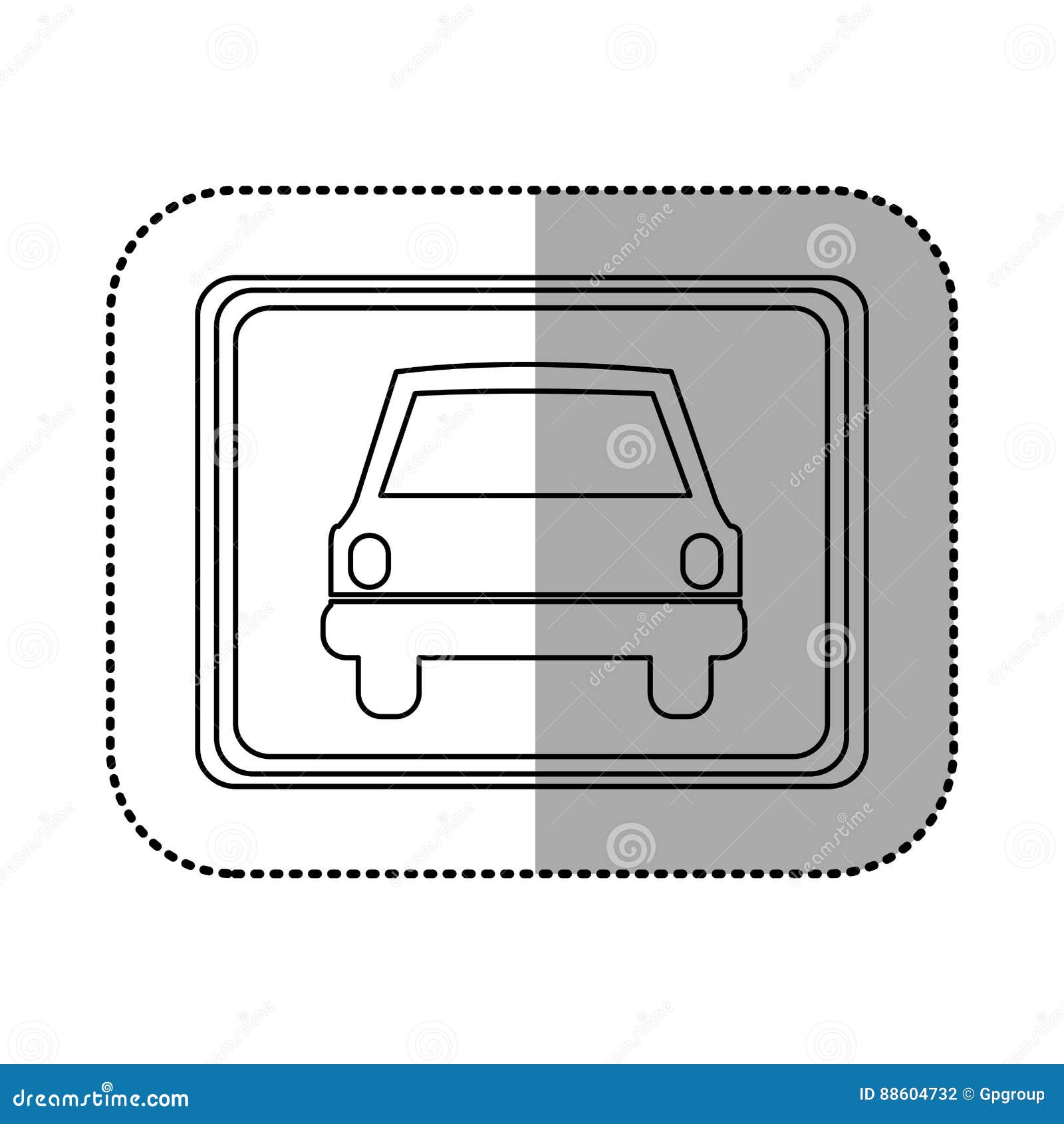 Figure Square with Car Front Inside Stock Illustration - Illustration ...