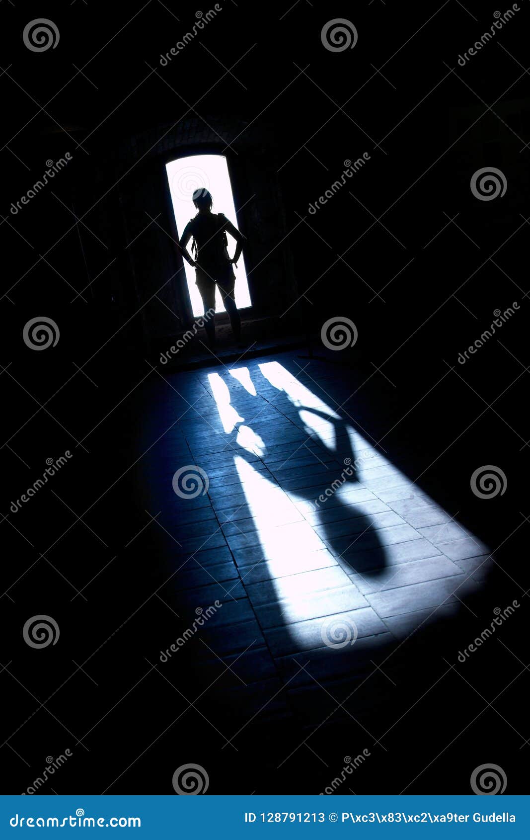 Figure Standing in Backlight Stock Image - Image of chamber, powerful ...