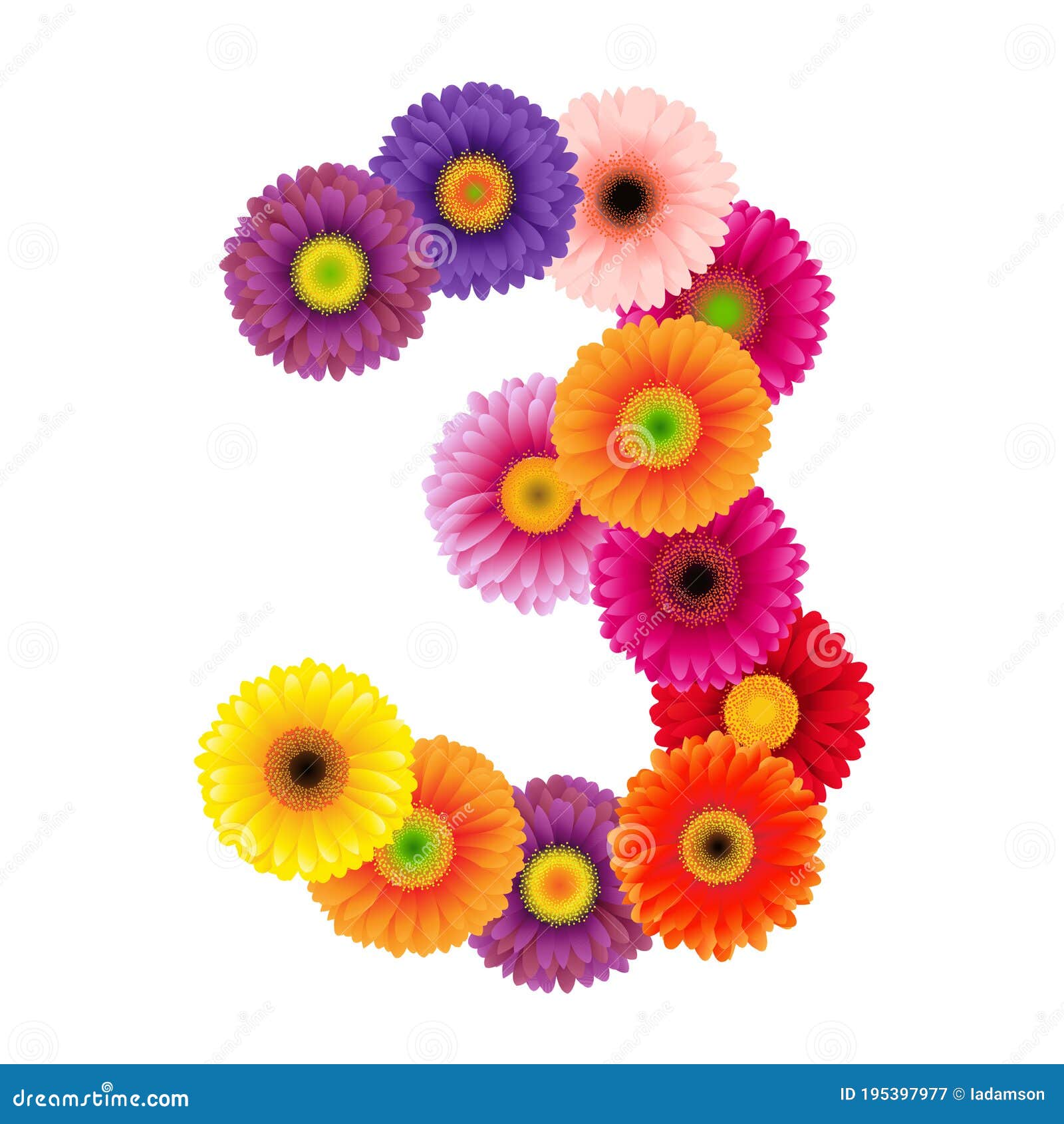 Figure Three of Flowers stock vector. Illustration of digital - 195397977