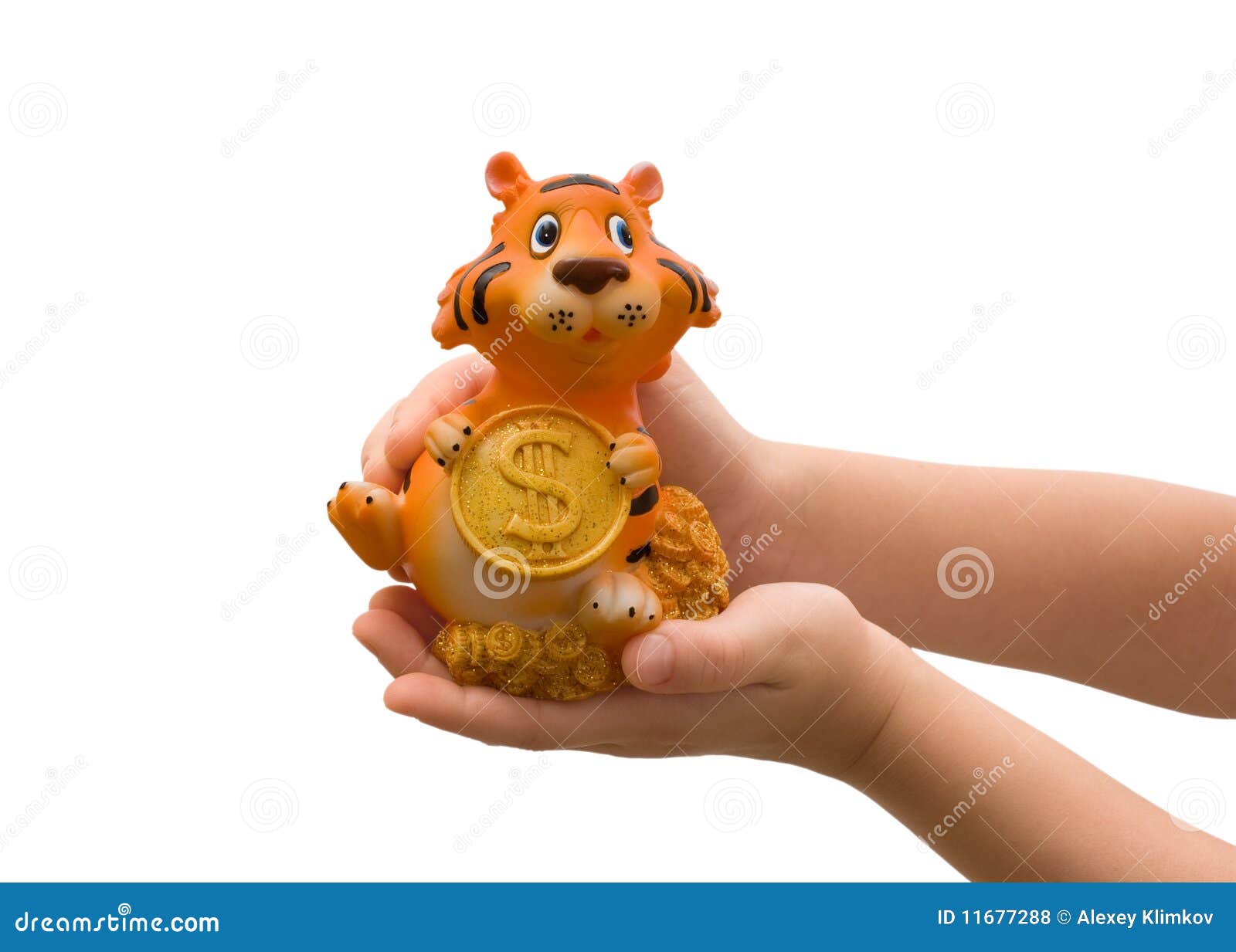 Figure of a Tiger in Children S Hands. Stock Photo - Image of cute ...