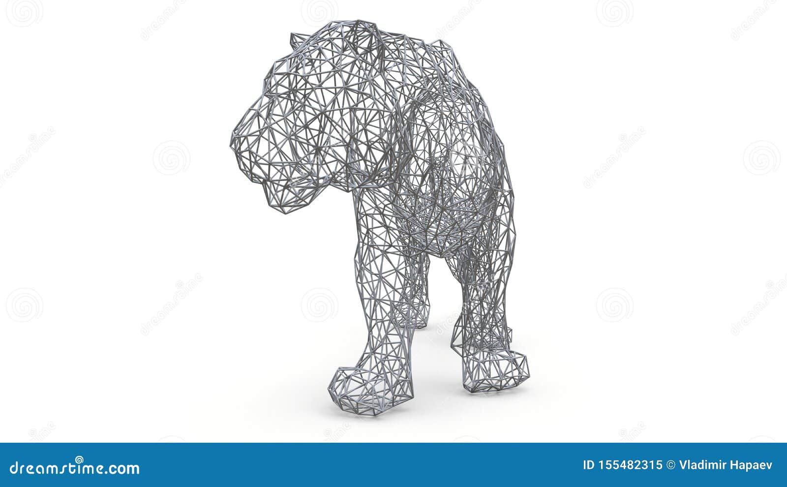 The Figure of a Tiger is Made of a Spatial Polygonal Grid. Animal ...