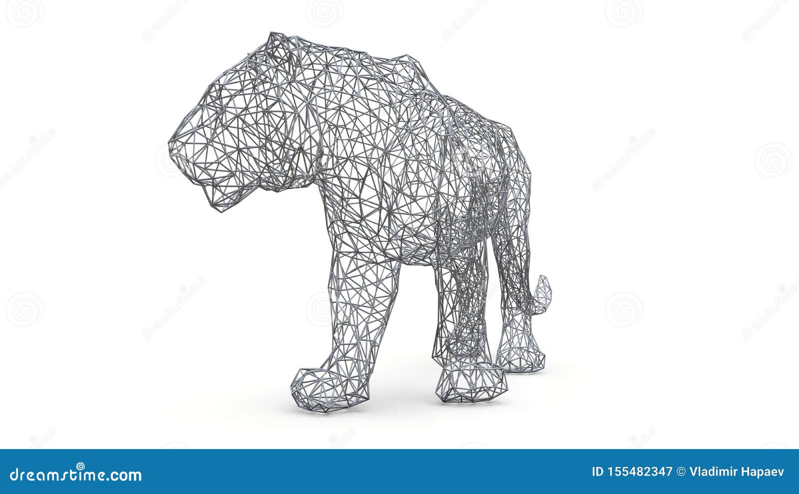 The Figure of a Tiger is Made of a Spatial Polygonal Grid. Animal ...