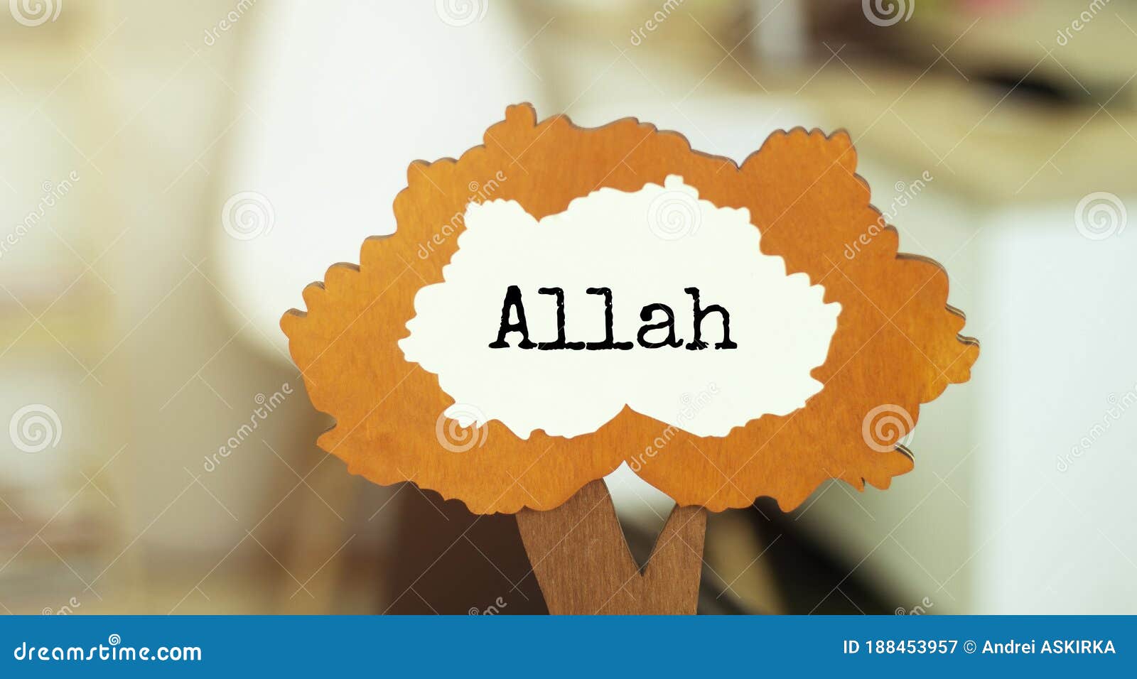 Figure of a Tree with Text ALLAH Inside the Foliage. Religion Stock ...