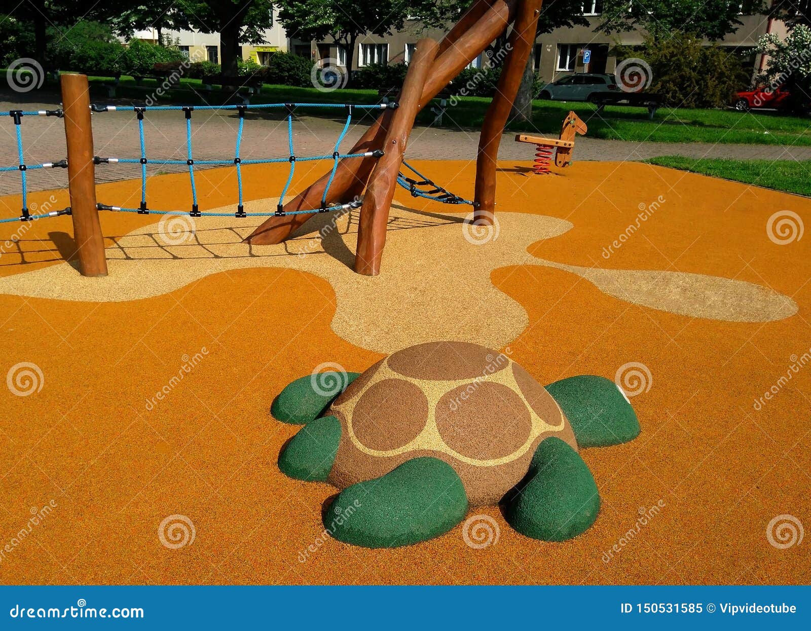 The Figure of a Turtle on the Playground Made of Soft Rubber Crumbs in ...