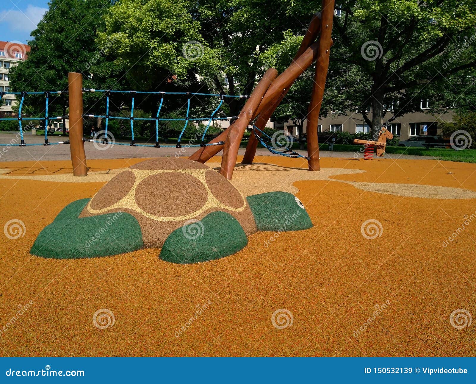 The Figure of a Turtle on the Playground Made of Soft Rubber Crumbs in ...