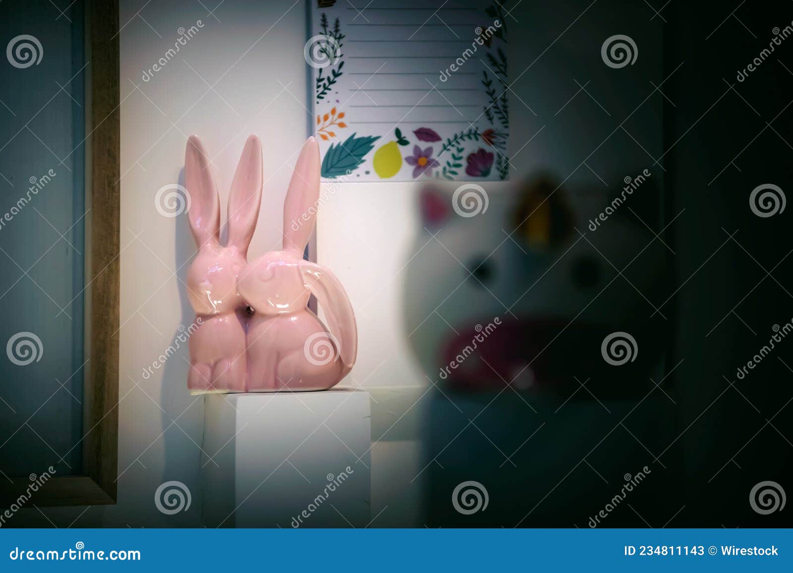 Figure of Two Pink Hares in a Room Stock Image - Image of souvenir ...