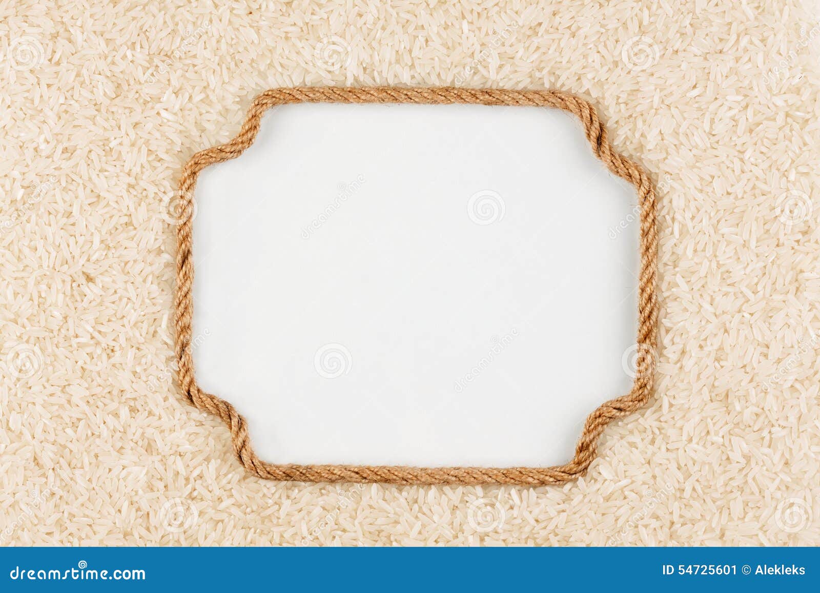 Figured Frame Made of Rope with Rice Grains Lying on a White Ba Stock ...