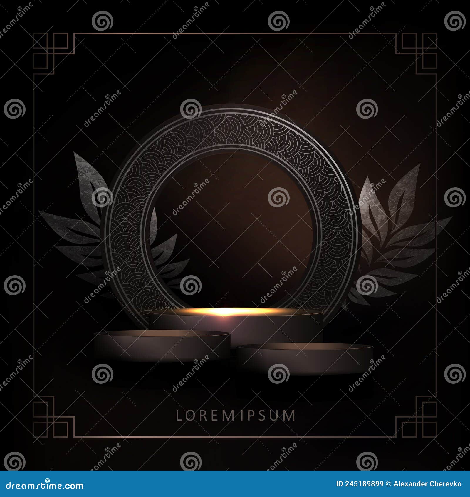 Figured Round Frame with a Border, a Round Scene on a Dark Brown ...