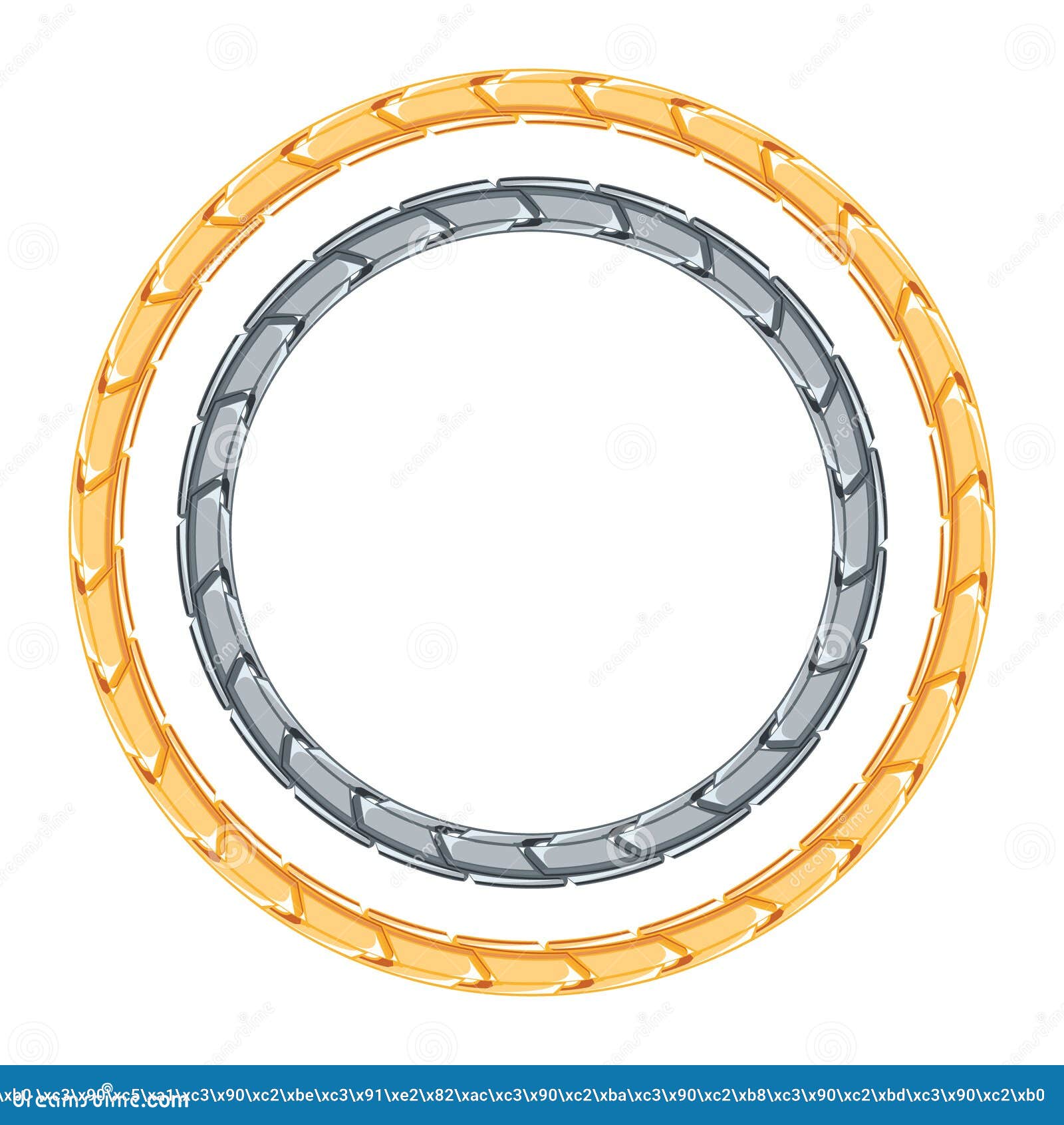 Figurerad Guld- Och Silverkedja - Rund Ram Vektor Illustrationer ...