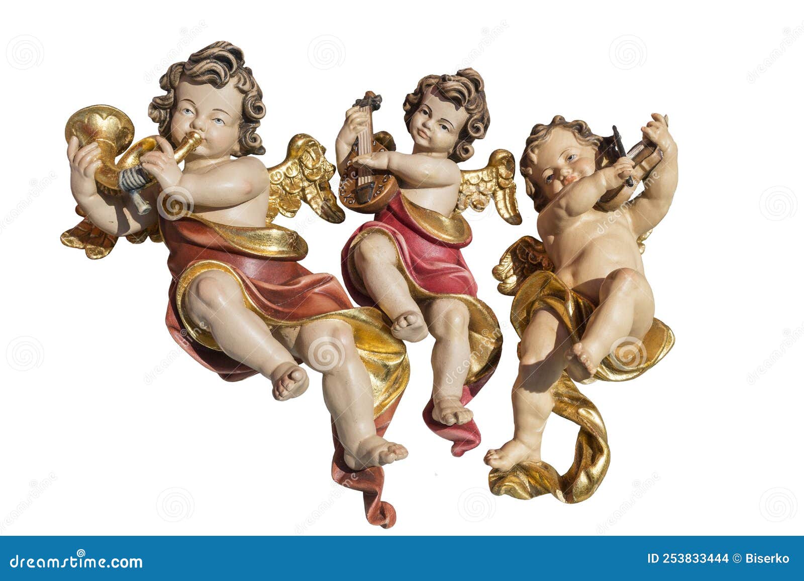Figures of angels playing stock photo. Image of decoration - 253833444