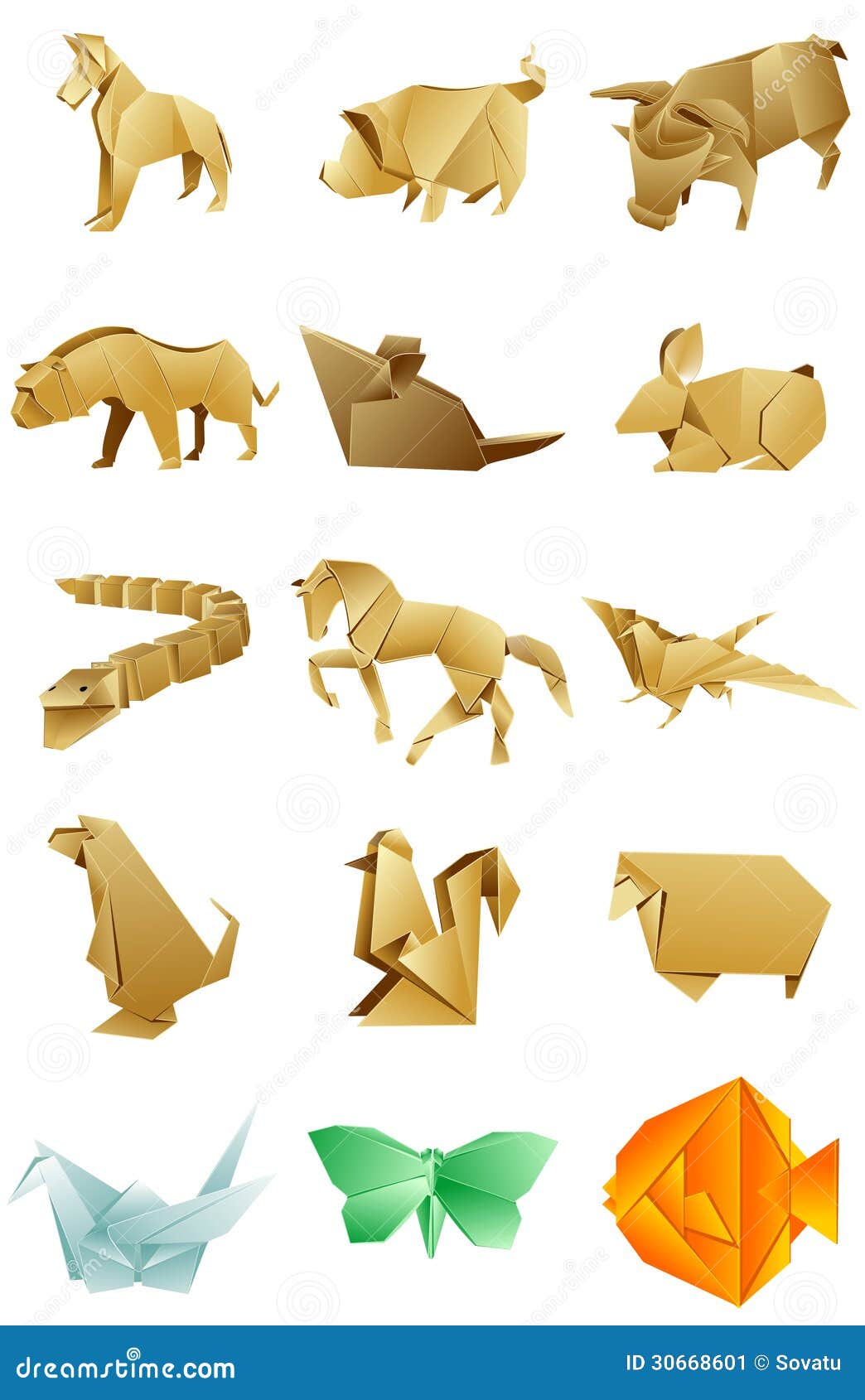 Animals Origami Vector Craft Illustration | CartoonDealer.com #99650429