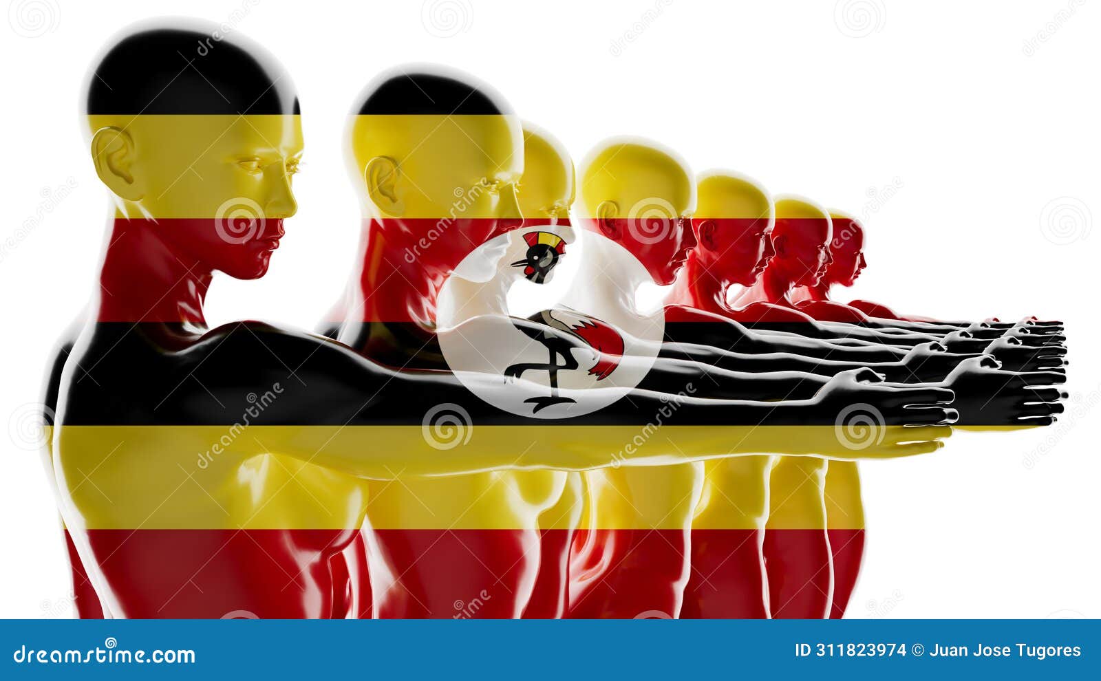 Figures Arrayed In The Vibrant Emblem Of Uganda Stock Illustration Illustration Of Culture