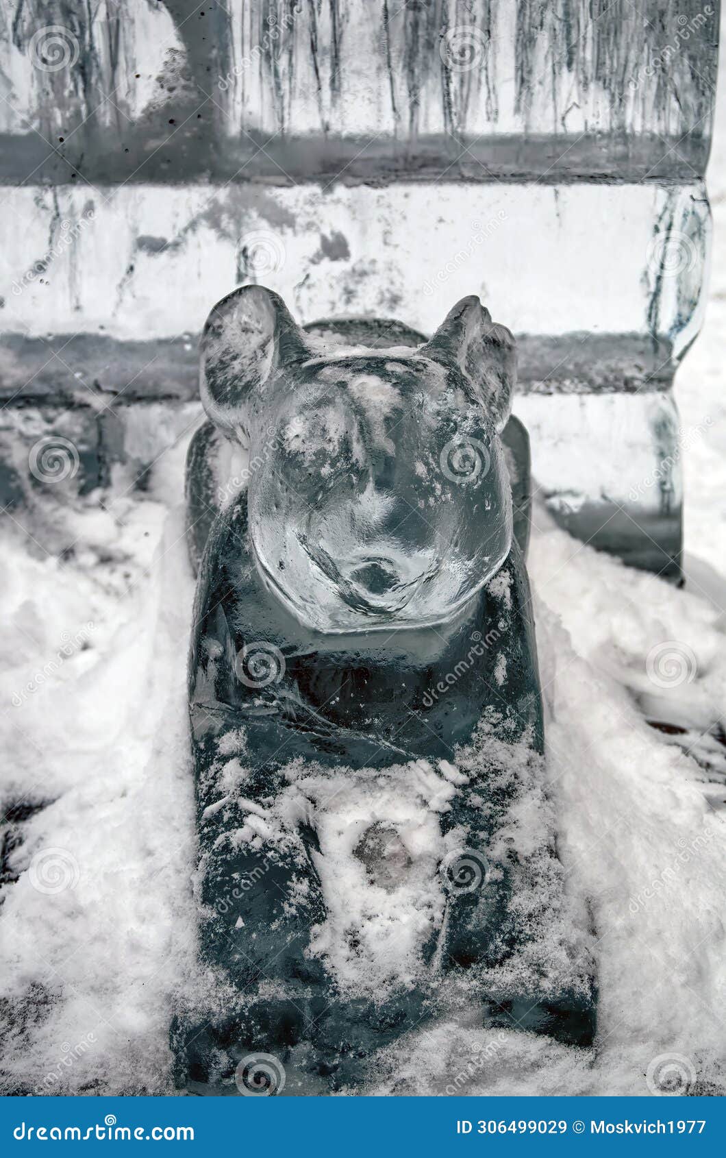 Figures and Buildings Made of Ice in a Park Stock Image - Image of snow ...