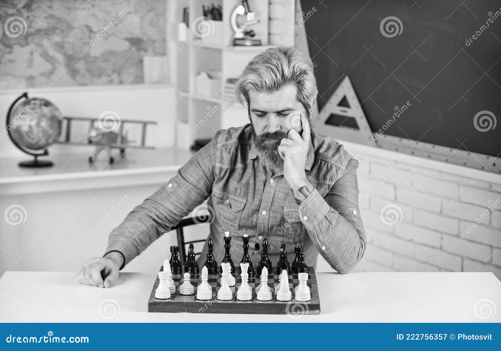 Intellectual Hobby. School Teacher. Board Game. Playing Chess ...