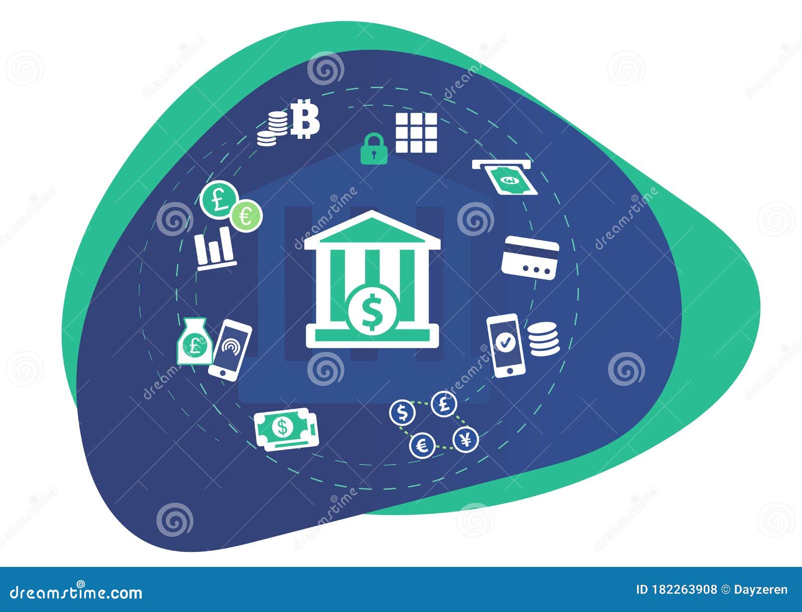 Digital Banking Icons and Symbols Stock Vector - Illustration of ...
