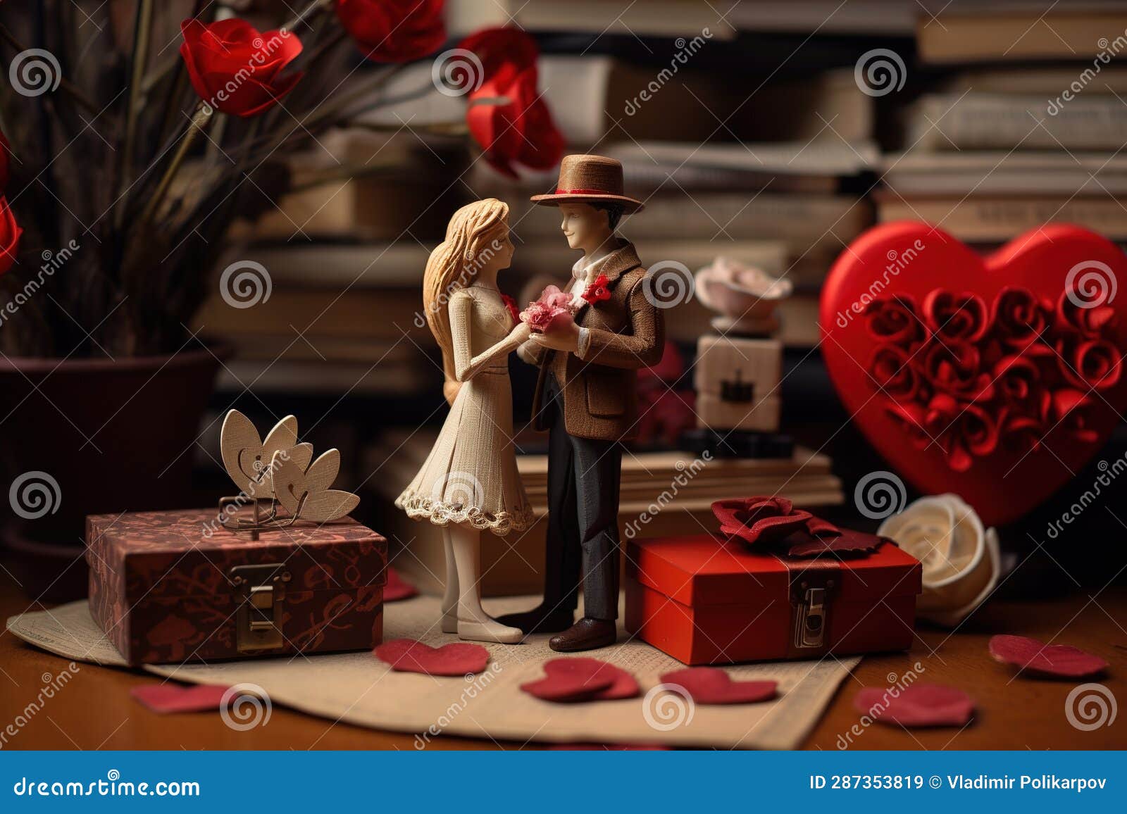 Figures of Couple in Love with Hearts Stock Illustration - Illustration ...