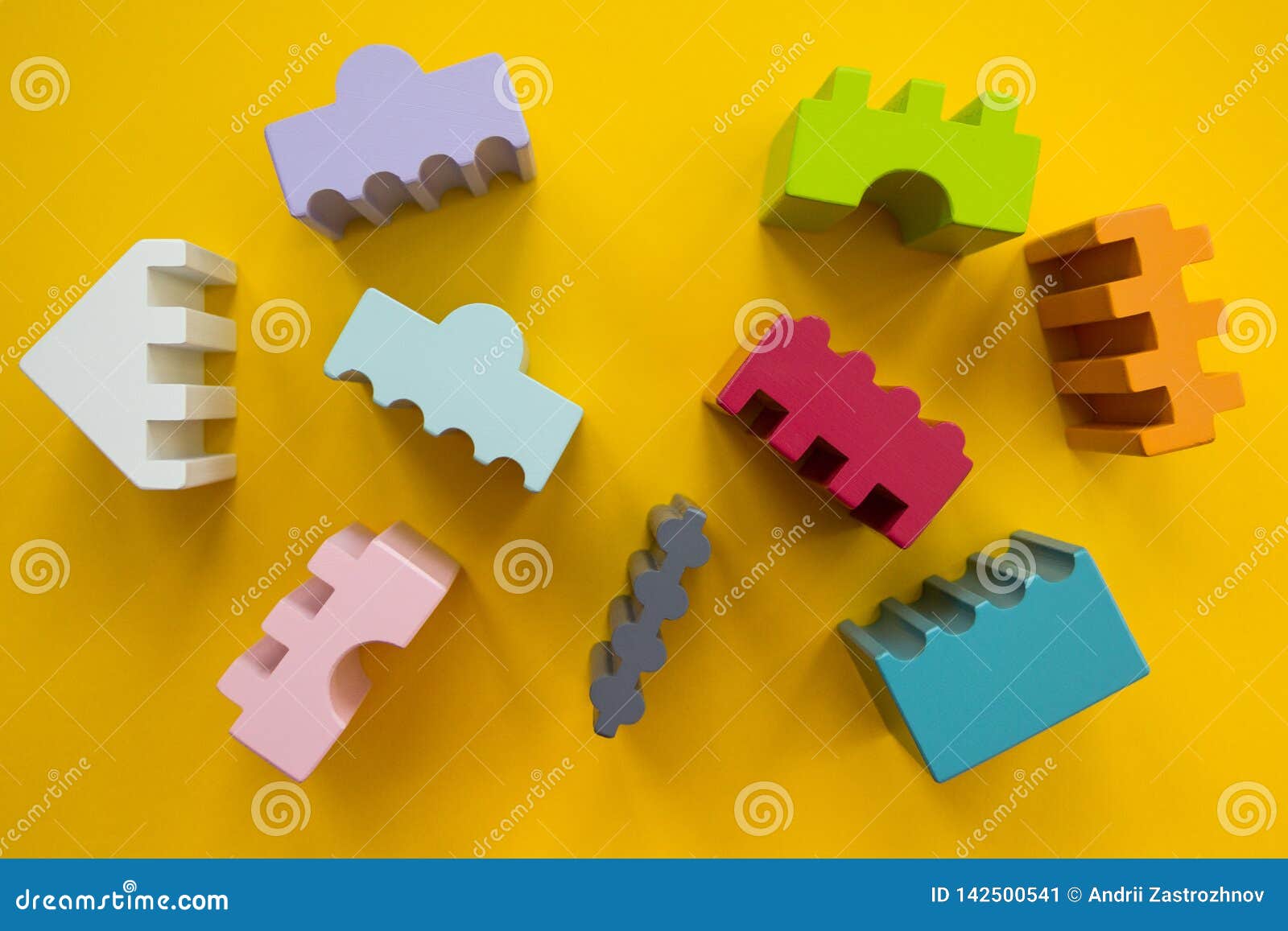The Figures of Different Colors on a Yellow Background, Flat Image ...