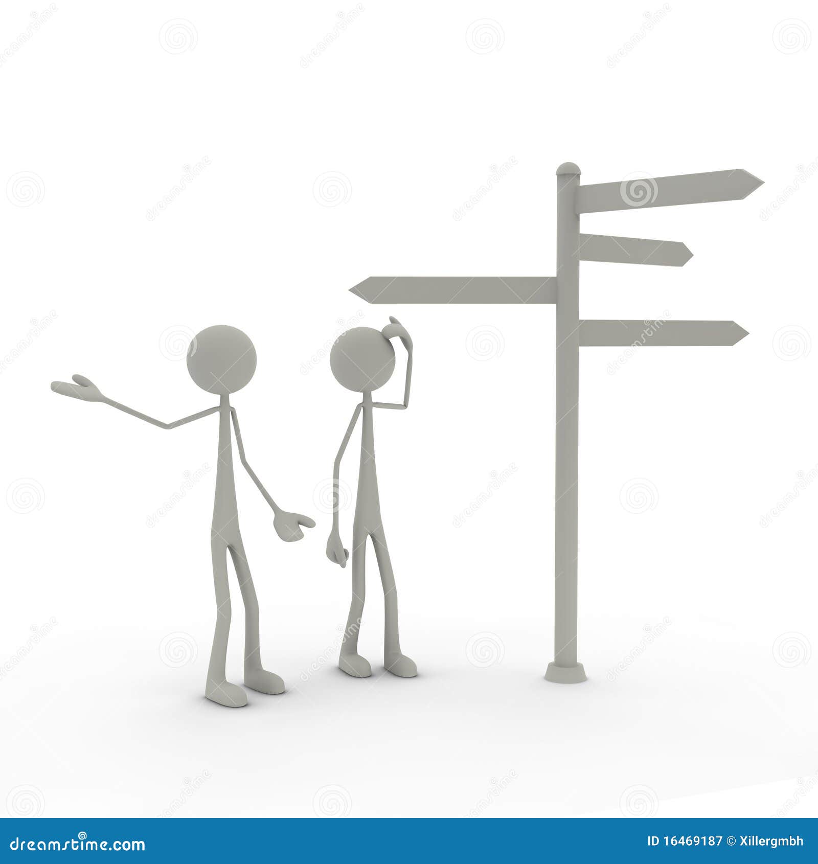 Figures with Direction Sign Stock Illustration - Illustration of ...