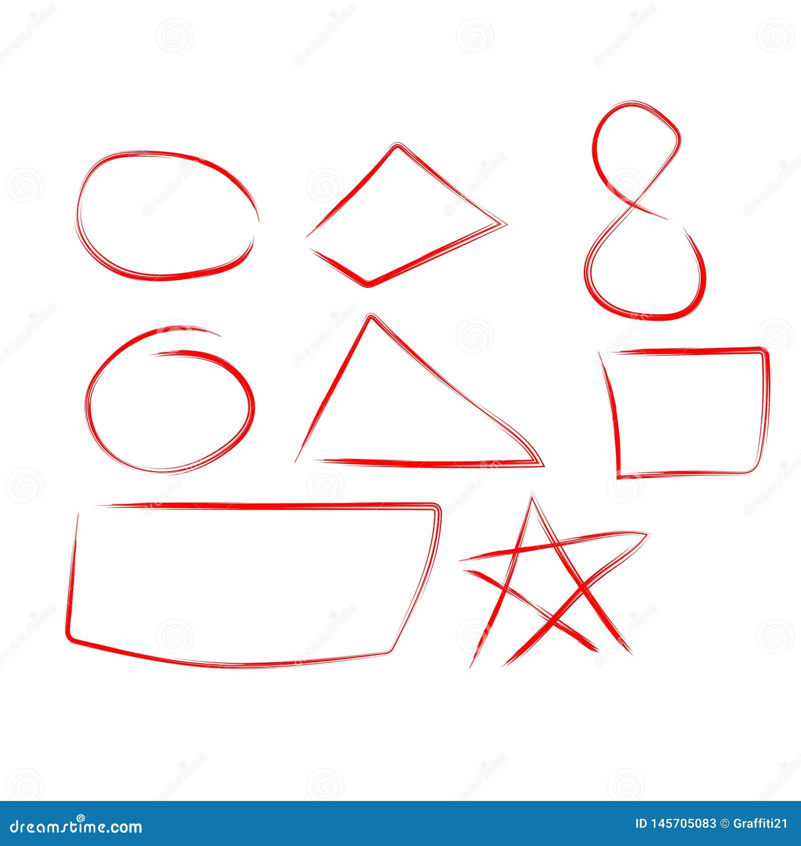 Figures Draw Set, Design Elements Of Highlighting, Red Marker Isolated ...