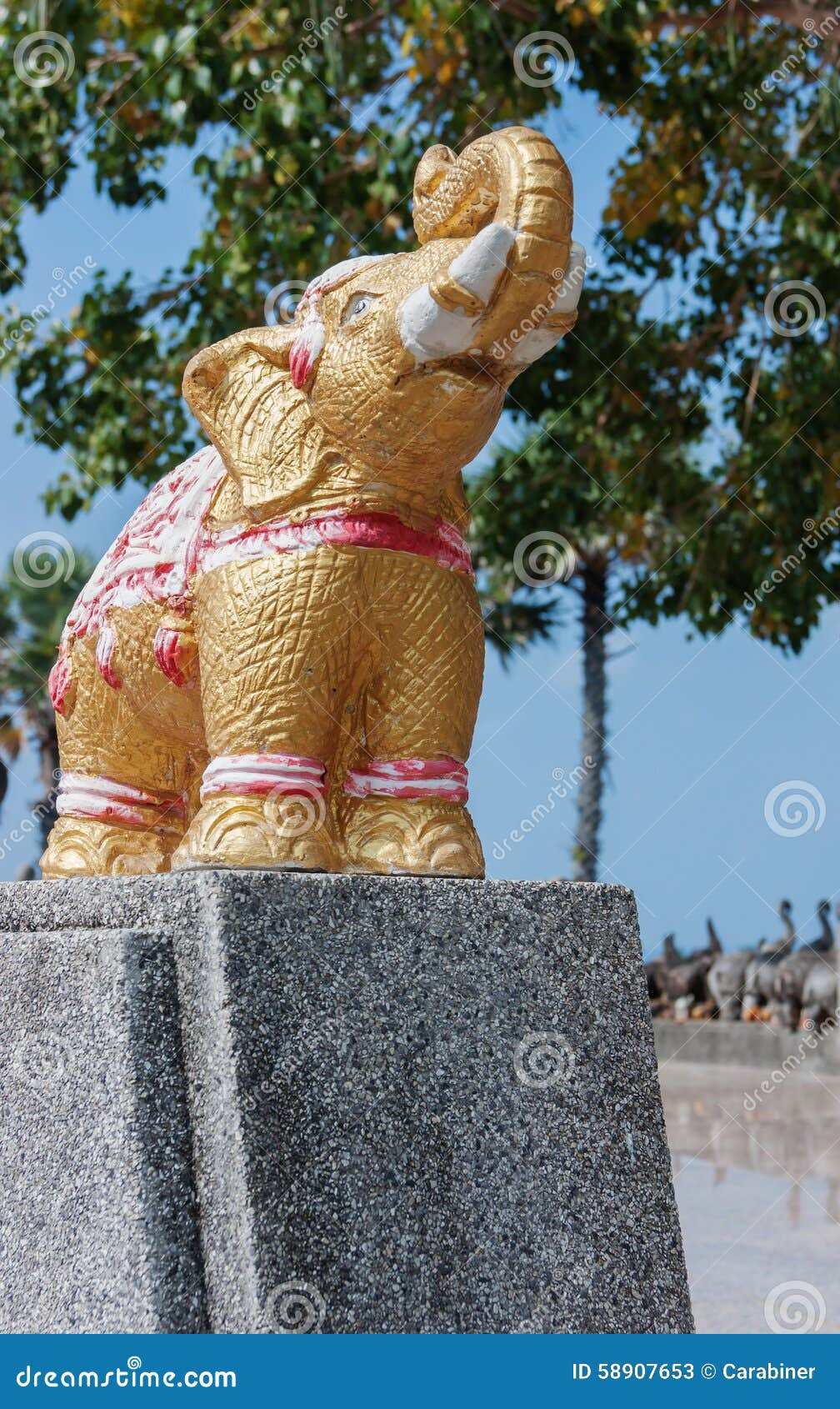 Figures of Elephants on the Viewing Platform Lighthouse, Phuket Stock ...