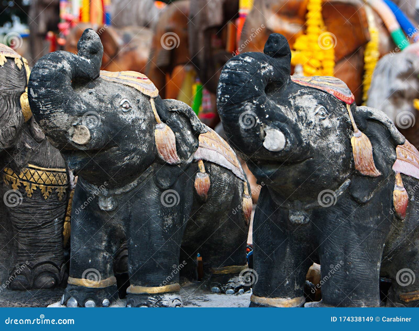 Figures of Elephants on the Viewing Platform Lighthouse, Thailand Stock ...