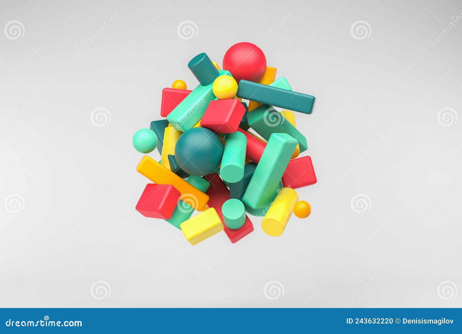 Figures Floating on Light Background, Group of Shapes Stock ...