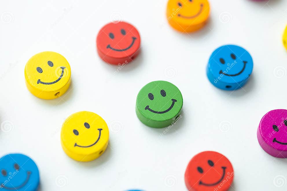 Figures in the Form of Colored Smiles on a White Background Stock Photo ...
