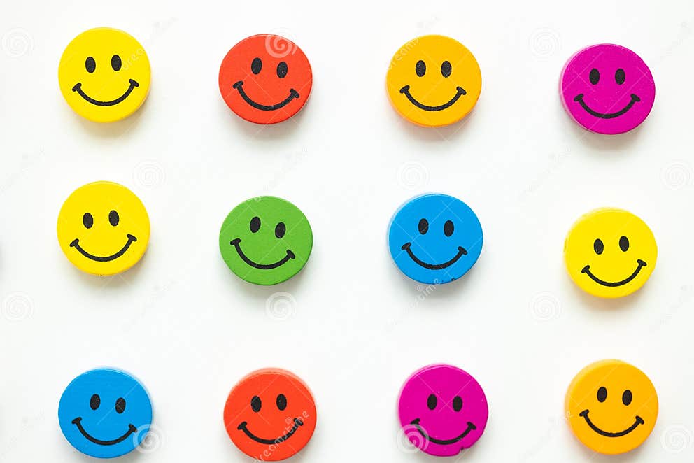 Figures in the Form of Colored Smiles on a White Background Stock Photo ...