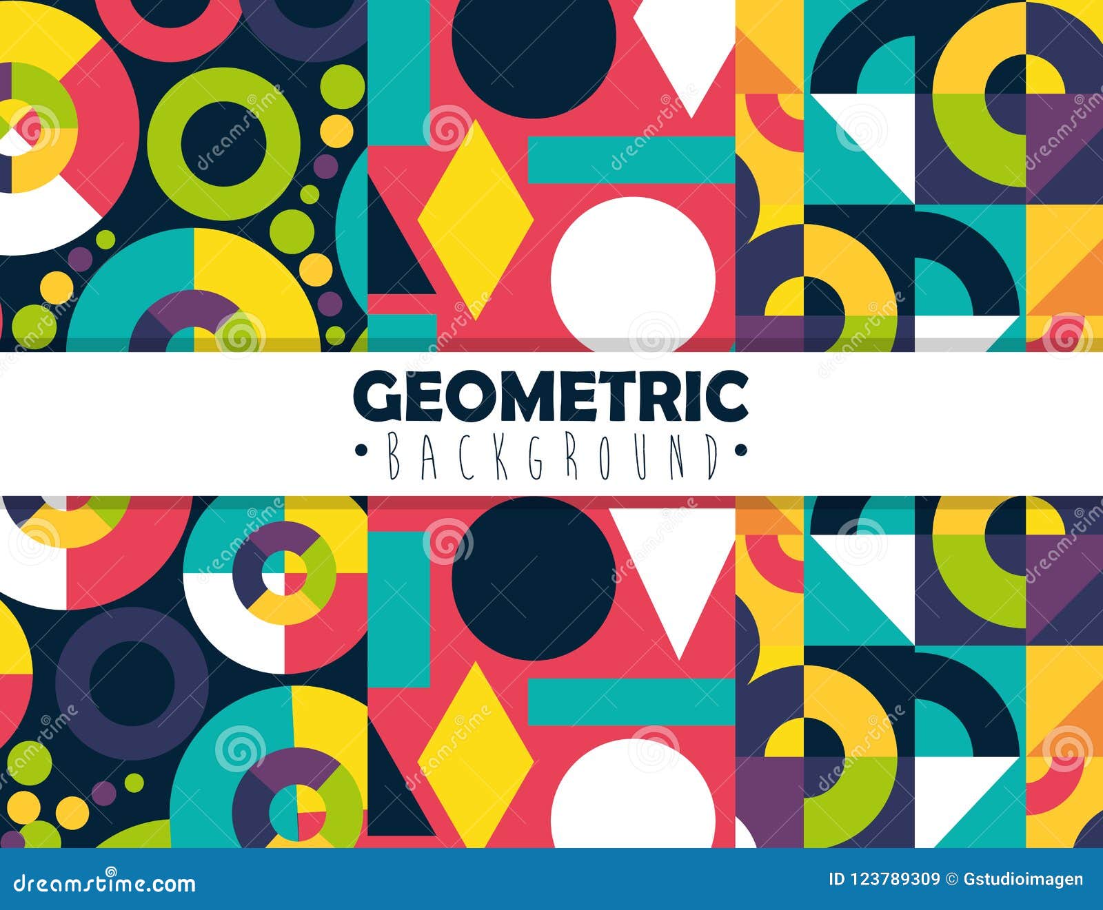 Figures Geometrics and Colors Set Backgrounds Stock Vector ...