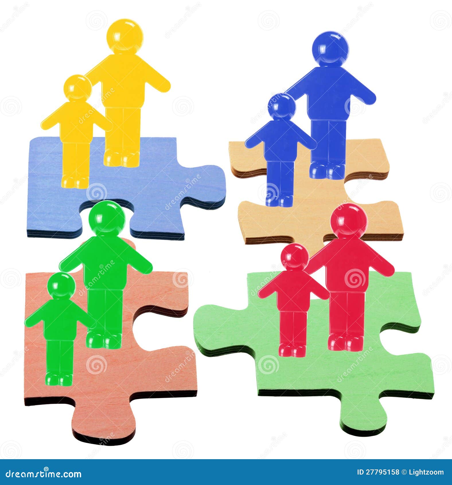 Figures on Jigsaw Puzzle Pieces Stock Photo - Image of recreation ...