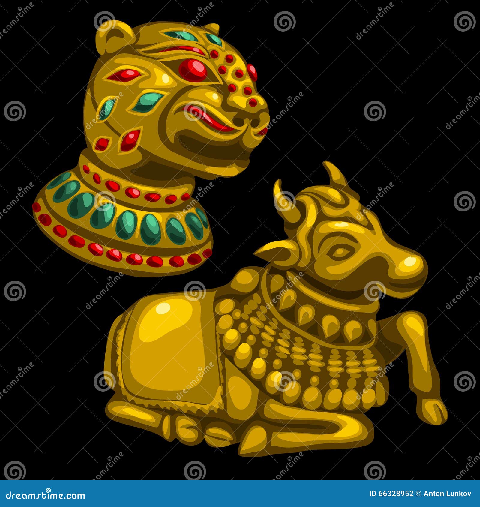 Golden Calf Statue On Stone Pedestal Ancient Religious Iconography ...