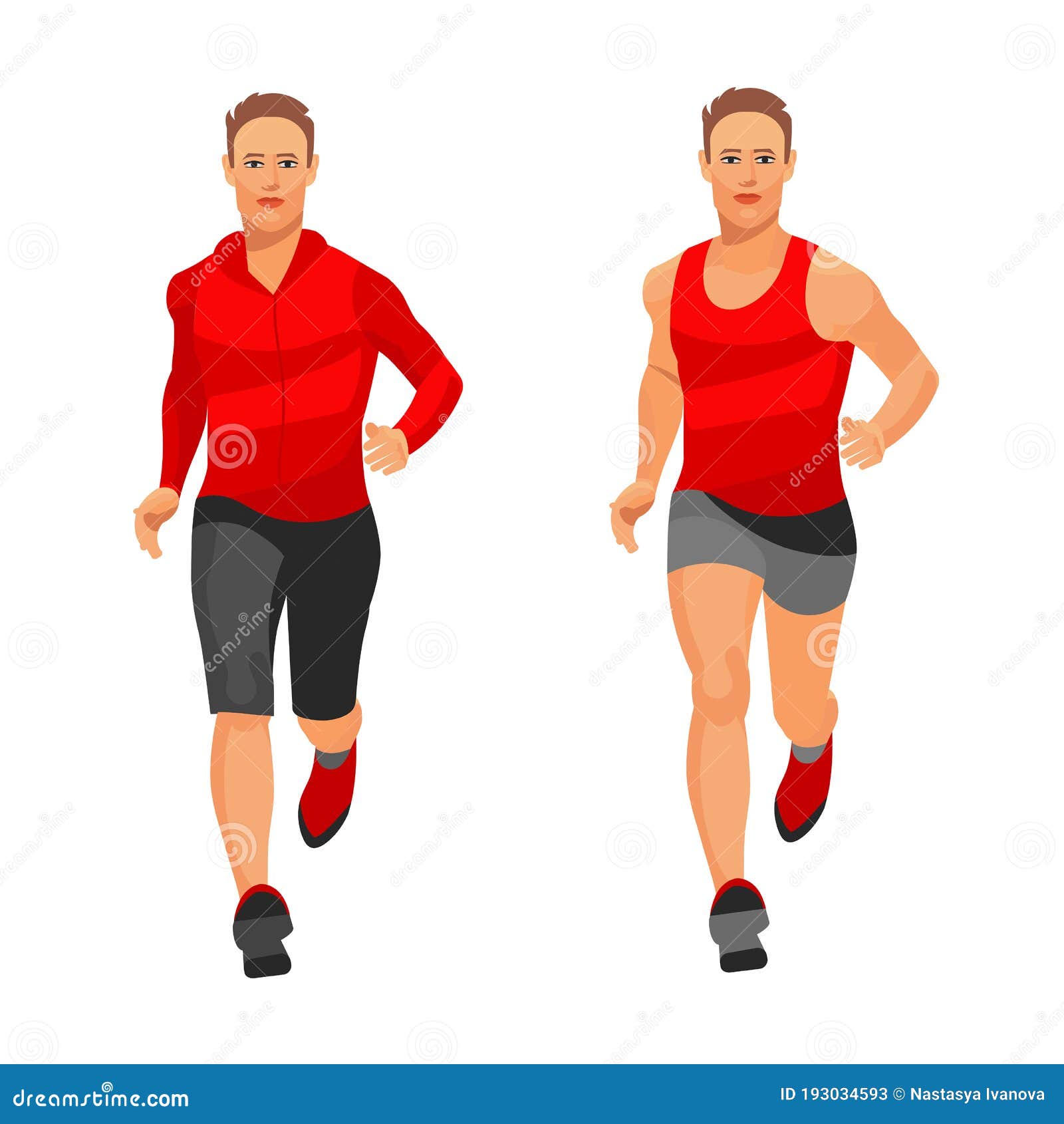 Figures of a Man Running Straight in Red Sportswear Stock Vector ...