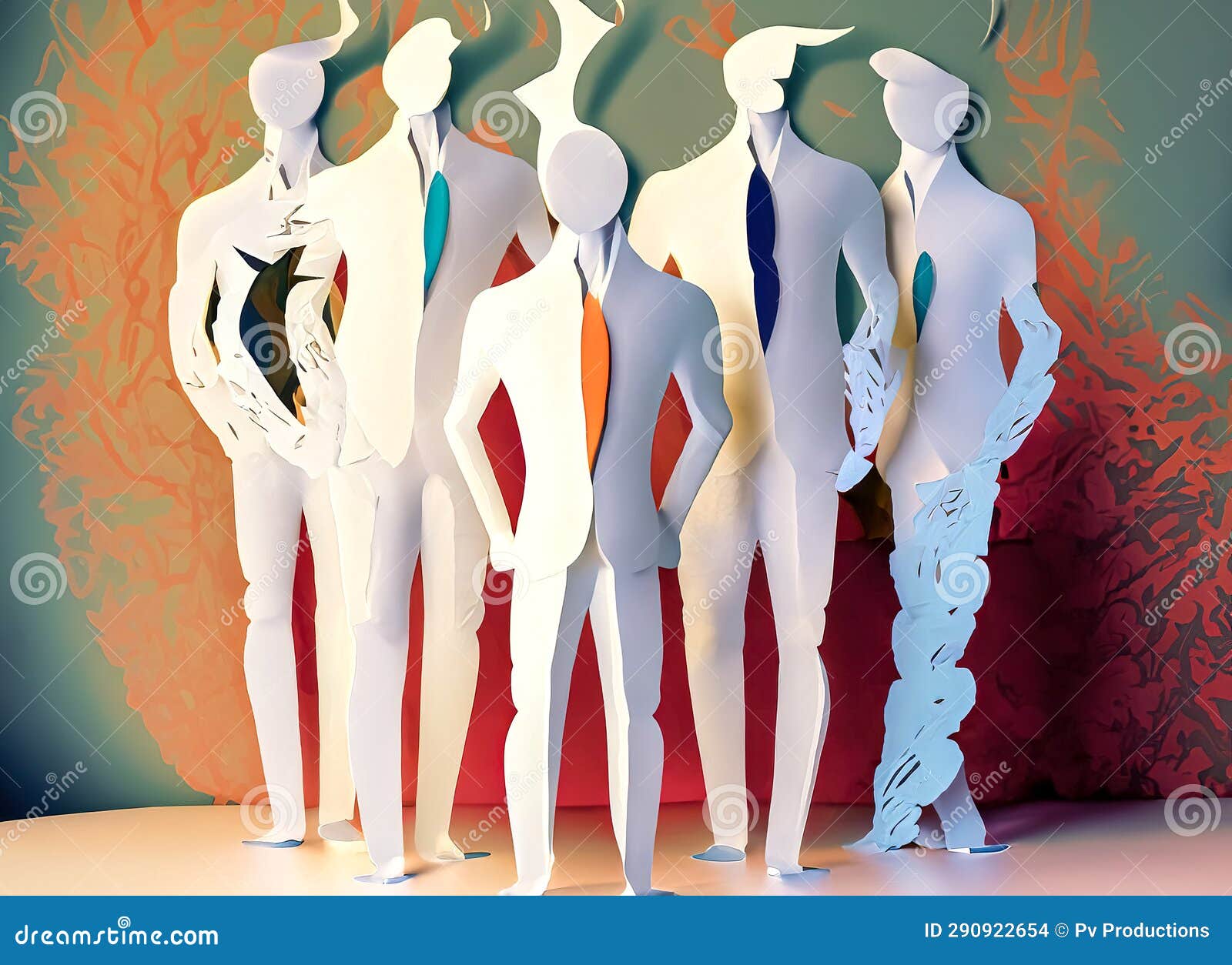 Figures of Men Made of Paper, Generative AI. Stock Photo - Image of ...