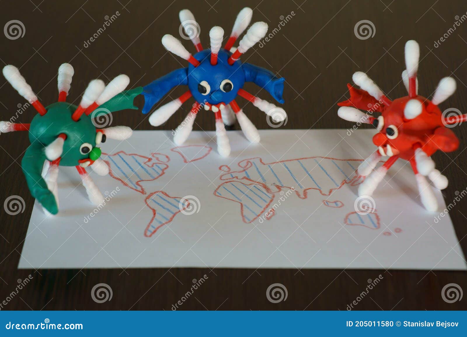 Figures of Multi-colored Viruses Made of Plasticine. Stock Photo ...