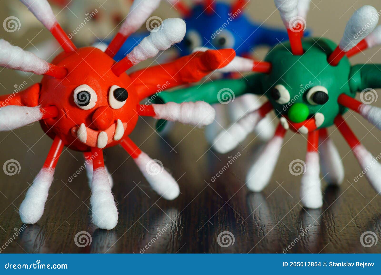 Figures of Multi-colored Viruses on the Table Stock Photo - Image of ...