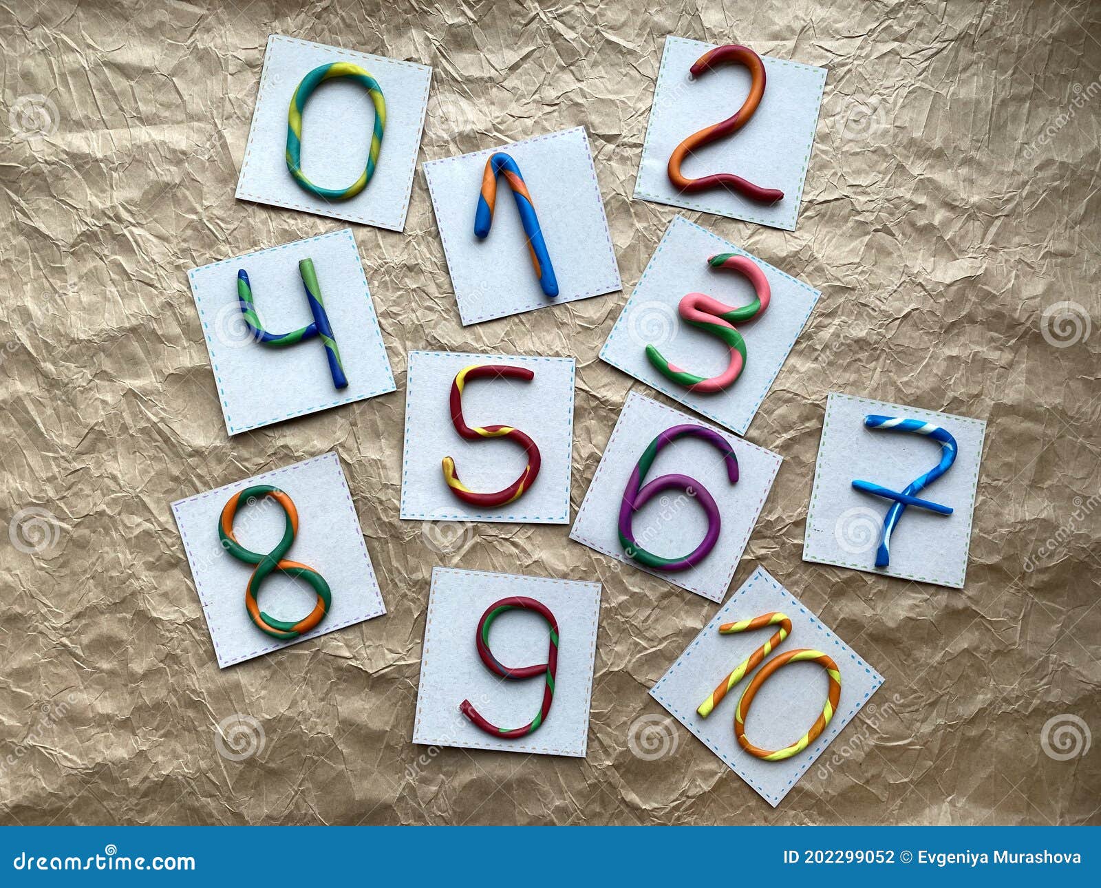 A Set of Multi-colored Numbers Made of Plasticine, Scattered Randomly ...