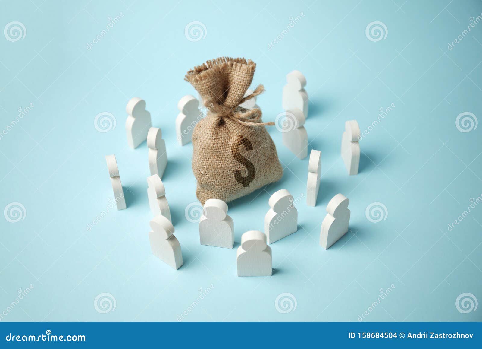 Figures of People are Drawn To Bag of Money and Wealth Stock Photo ... Figures of People are Drawn To Bag of Money and Wealth Stock Photo ...