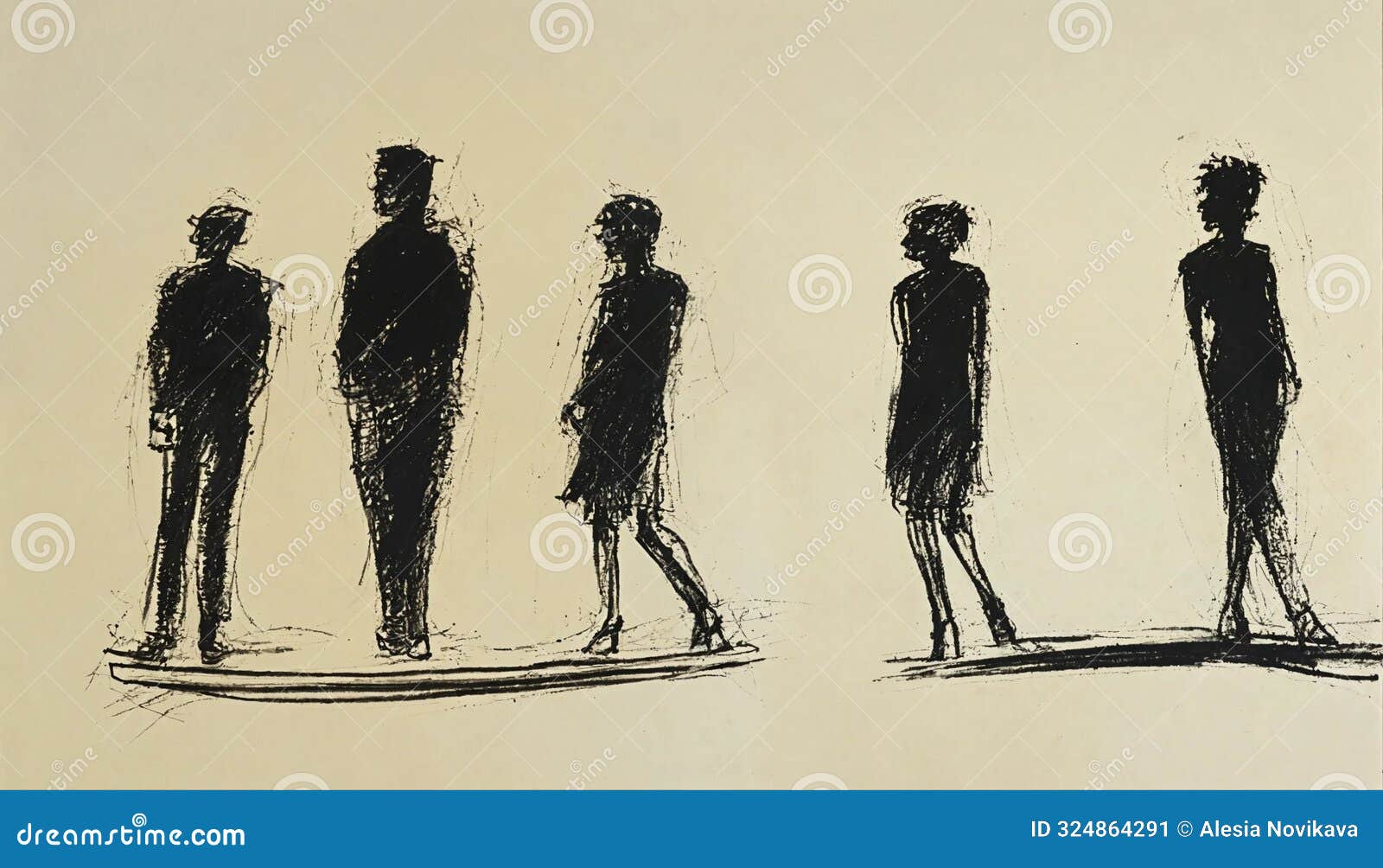 Figures, Silhouettes of People on a Light Background Stock Illustration ...