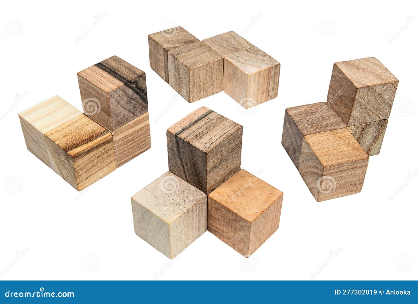 Figures from Wooden Cubes on a White Background Stock Image - Image of ...