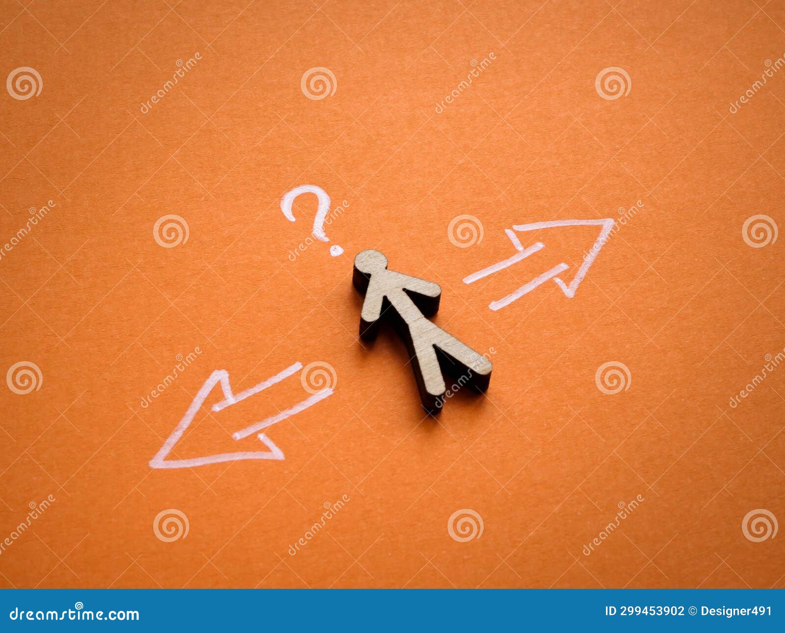 Figurine, Arrows and Question Mark As a Symbol of Choice. Stock Photo ...