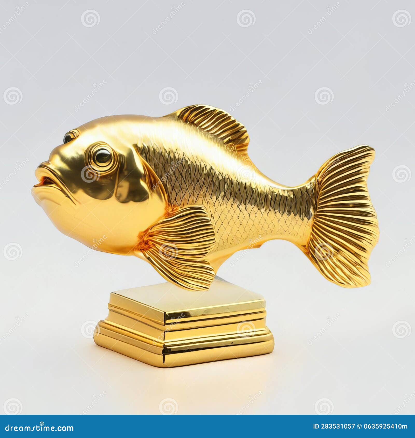 Figurine of a Fish Made of Gold on a Pedestal. Stock Illustration ...