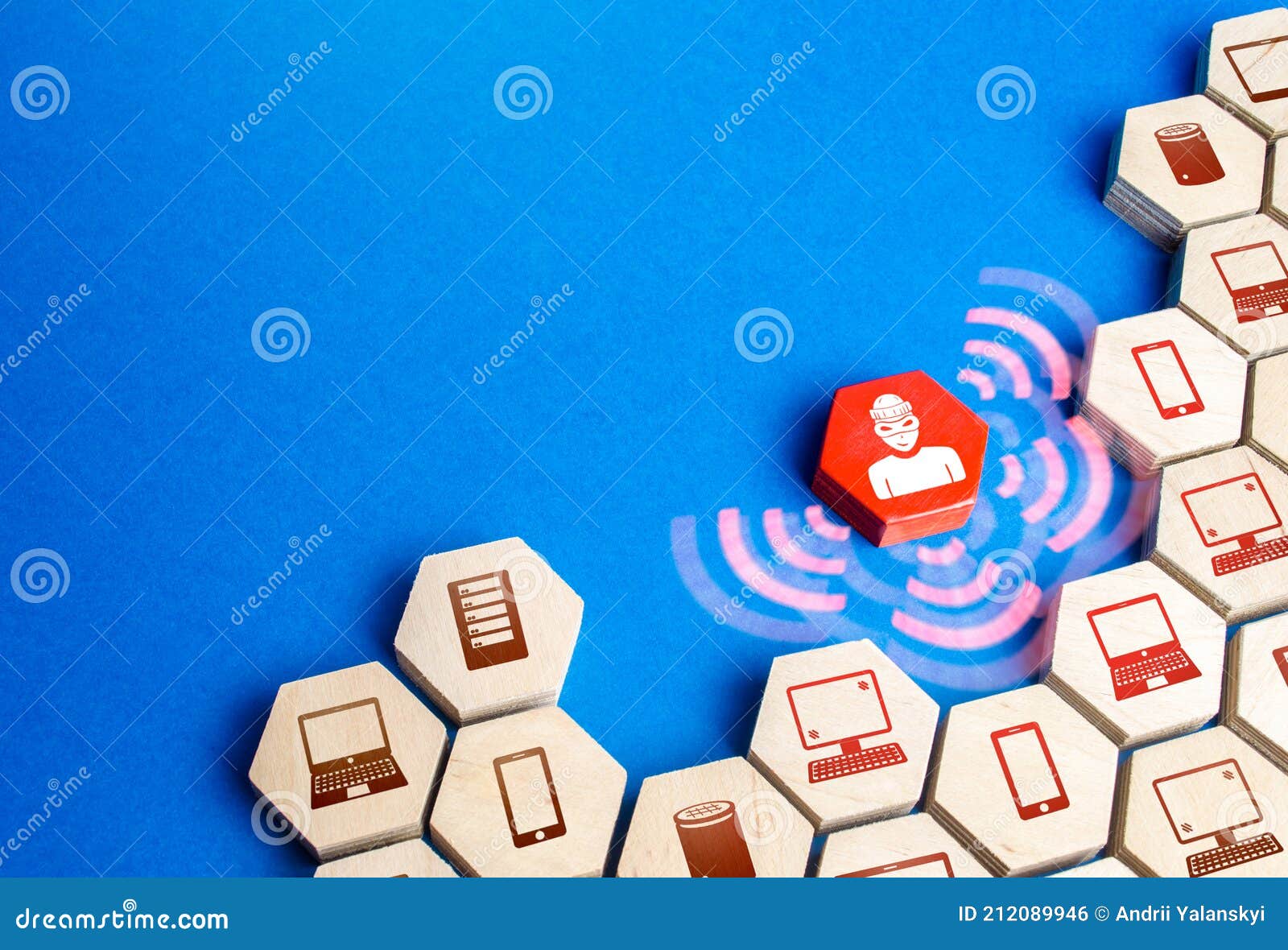 Figurine Hacker Intruder Attacks Users Devices Network. Theft of ...